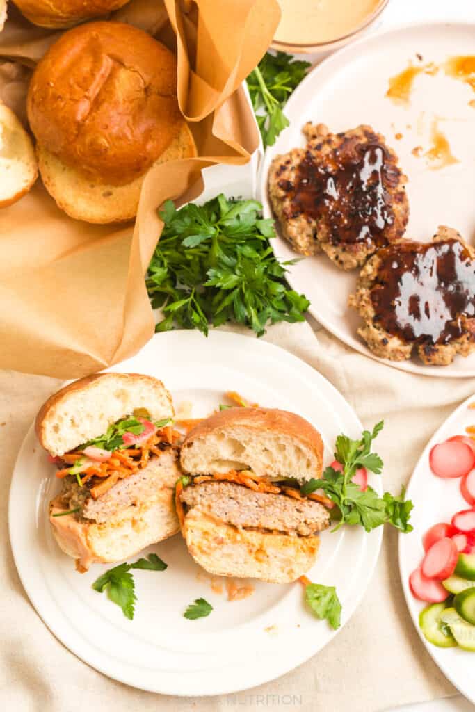 Easy Banh Mi Burger Recipe with Spicy Mayo | Randa Nutrition